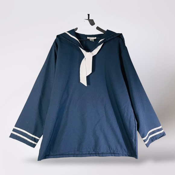 FunCostumes.com | Other | Mens Xl Sailor Costume Top Navy Blue White ...